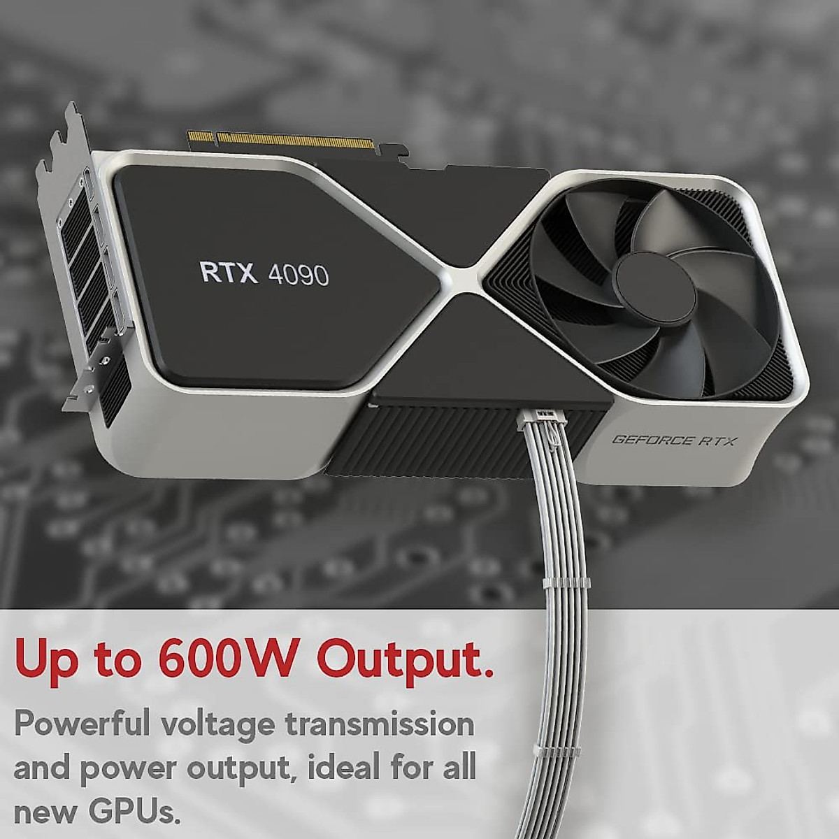 LINKUP - AVA PCIE 5.0 4 x 8Pin to 12VHPWR (16Pin / 12+4) 16AWG Sleeved High Current Power Cable Extension for RTX4000 - PCIE 4.0 PSU - 40cm (White) - Compatible with all RTX4000 and RTX3000 FE GPUs