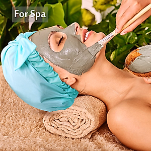 4 Pieces Shower Caps for Women, Waterproof Reusable Shower Hair Caps Elastic Hem Turban Shower Bath Caps Bowknot Satin Bath Hair Caps for Long Short Curly Hair(Dot, Black, Teal, Palm Leaves)