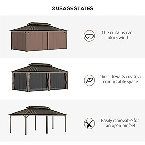 ZHYHSM-111 Hardtop Gazebo with Privacy Curtains Outdoor Canopy Gazebo with Aluminum Frame for Sun-Shade Gardens, Patios, Backyards