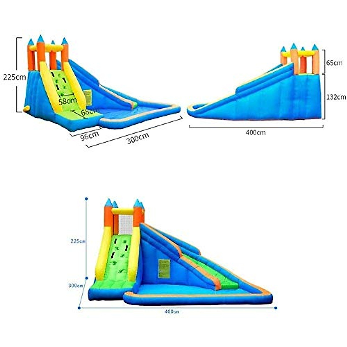 Inflatable Castle and Slide,S Children S Slides Inflatable Water-Spraying Small Rock Climbing Indoor and Outdoor Naughty Castles Square Children S Playground Colors 400 300 225Cm