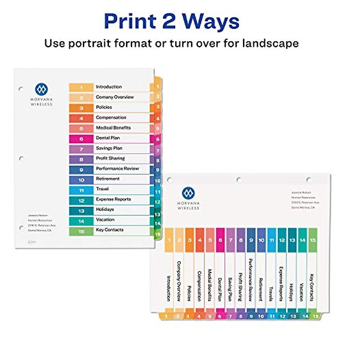 Avery 15-Tab Dividers for 3 Ring Binders, Customizable Table of Contents, Multicolor Tabs, 6 Sets (11197)