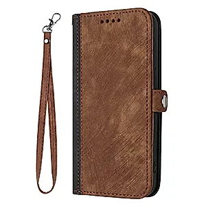 ONV Wallet Case Compatible with Samsung Galaxy S9 Plus - Solid Color Clasp Flip Case Wrist Strap Card Holder Magnet Leather + Inner Shell Flip Stand Cover for Samsung Galaxy S9 Plus [YX] -Brown