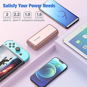 EnergyQC Portable Charger, 10000mAh Portable Phone Power Bank External Battery Pack Compatible with iPhone 13/12/11/X Samsung S10 Google LG iPad and More-Rose Gold
