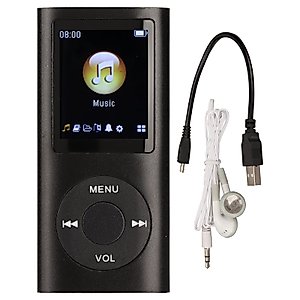 MP3 Player, Portable Lossless Sound Slim MP3 Music Player with Earphone, 1.8 Inch LCD Screen Digital Music Player, （Memory Card Not Included）(Black)