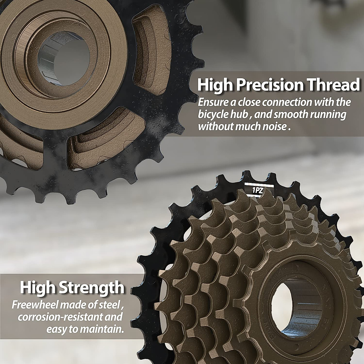 1PZ FW9-A67 Bike Freewheel Set 7-Speed Tourney/TY MF-TZ500 Screw On Multiple Freewheel, 14-28 Tooth with Freewheel Removal Repair Lockring Tool and 7 Speed Bike Chain