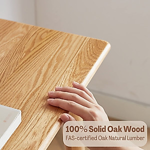 Bamskov 100% Solid Oak Wood Desk Office Desk with Drawers - Easy Assembly Small Desk with Drawers for Home Office and Dormitory (39.37"x 21.65"x 29.92")