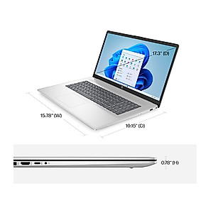 HP 17 HD+ Laptop, 2023 Upgrade, Intel Core i3-1125G4 (Quad-core), 64GB RAM, 1TB SSD, Webcam, Wi-Fi, HDMI, USB-C, Fast Charge,Bluetooth, Windows 11, School and Business Ready, ROKC HDMI Cable