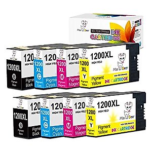 Miss Deer 1200XL Pigment Ink Cartridges Compatible for Canon PGI-1200XL PGI 1200 XL,Work with Canon Maxify MB2720 MB2050 MB2350 MB2320 MB2020 MB2120 (2BK,2C,2M,2Y) 8 Pack