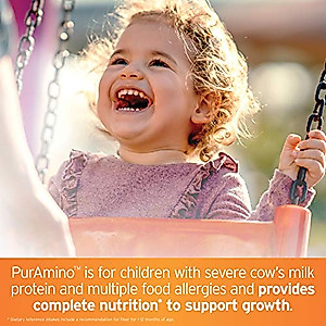 PurAmino Junior Hypoallergenic Toddler Drink, for Severe Food Allergies, Omega-3 DHA, Iron, Immune Support, Unflavored Powder Can, 14.1 Oz