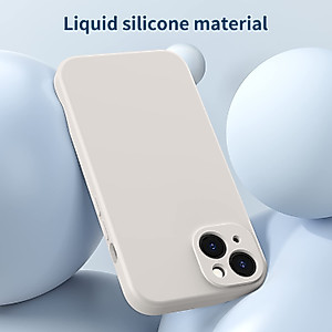 FUNMIKO Designed for iPhone 13 Case with Screen Protector,Enhanced Camera Lens Protection,Soft Silky Silicone Protective Phone Cover 6.1",Rock Grey