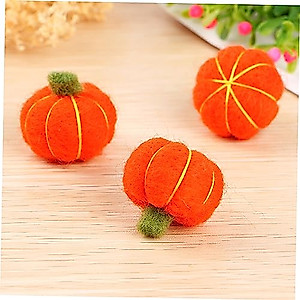 COHEALI 6 Pcs Pumpkin Wool Felt Christmas Decor Mini Wreath Artificial Flower Garland Nativity Craft Needle Felt Pumpkin Handmade Wool Felt Kit Orange Self Made Ornament Balloons Garland