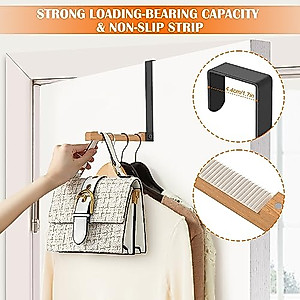 Mastom Folding Door Hook, Wooden Foldable Coat Hooks, Space Saving Over Door Hooks Perfect for Drying Clothes, Hanging Coat, Hat, Towel, Bag