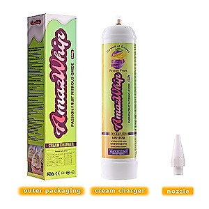 AmazWhip 0.95L 640 Gram Passion Fruit Flavor Whipped Cream Charger Cartridge Tank for Cream Charger Dispenser (1 cylinder)