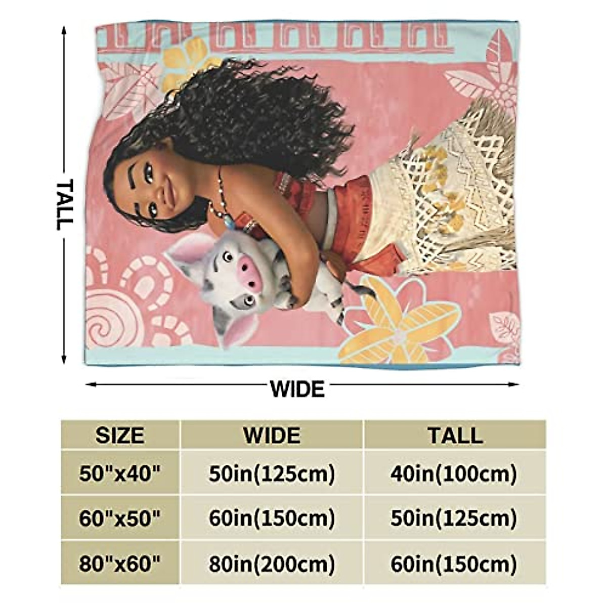 Moana Blanket Super Soft Flannel Lightweight Plush Cozy Sofa Throws Blankets 50"x40"
