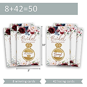 50 pack Bridal Shower Scratch Off Game，Rose Wine Red Flowers Bridal Lottery card, Country Wedding, Bridal Shower, Bridal Lottery Tickets, Wedding Shower Ideas (Diamond Ring Watercolor Plants)