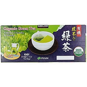 Kirkland Signature Organic Japanese Green Tea, A Blend of Sencha & Matcha 100 bags 0.05 Oz/1.5g per bag by