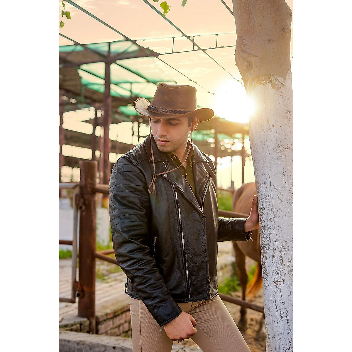 HADZAM Leather Cowboy hat Shapeable into Outback hat, Australian Hats for Men & Women (US, Alpha, Large, Brown)