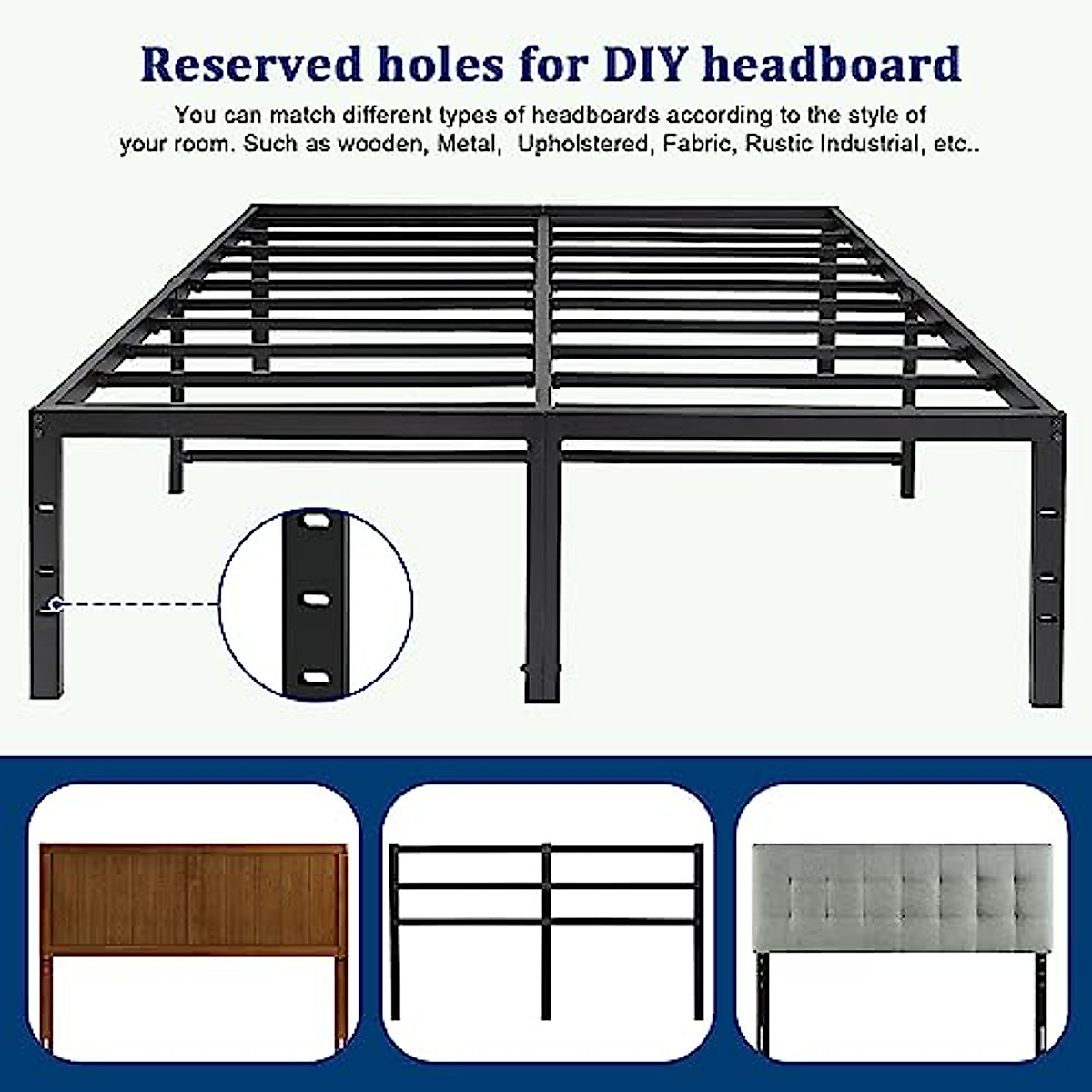 LUSIMO California King Bed Frame 18 Inch Tall Cal King Bed Frame with Storage Heavy Duty Steel Slats Metal Platform Bed Frames No Box Spring Needed Anti Slip Easy Assembly Black