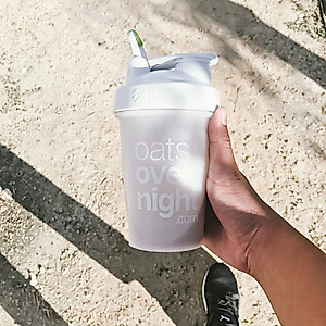 Oats Overnight BlenderBottle - Customized for Overnight Oats - NO WHISK BALL - Milk Fill Line - Clear/White/Green - 20-Ounce Loop Top