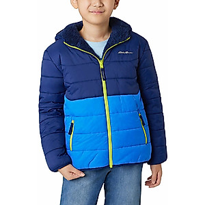 Eddie Bauer Kids Reversible Plush Hoodie Jacket (as1, alpha, m, regular, Navy/Royal, Medium 10/12)