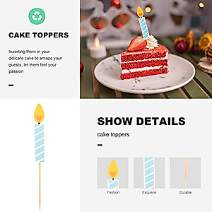 Gadpiparty Vintage Decor Candle Shape Wooden Paper Dessert Picks Wedding Birthday Holiday Cake Decorations Baby Decor