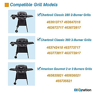 BBQration Replacement Kit for Char-Broil Classic 280 2-Burner 463613717 463647018 463672717 463672817 G215-0203-W1 G320-0200-W1A, Replacement Parts for American Gourmet 465635821 465636021