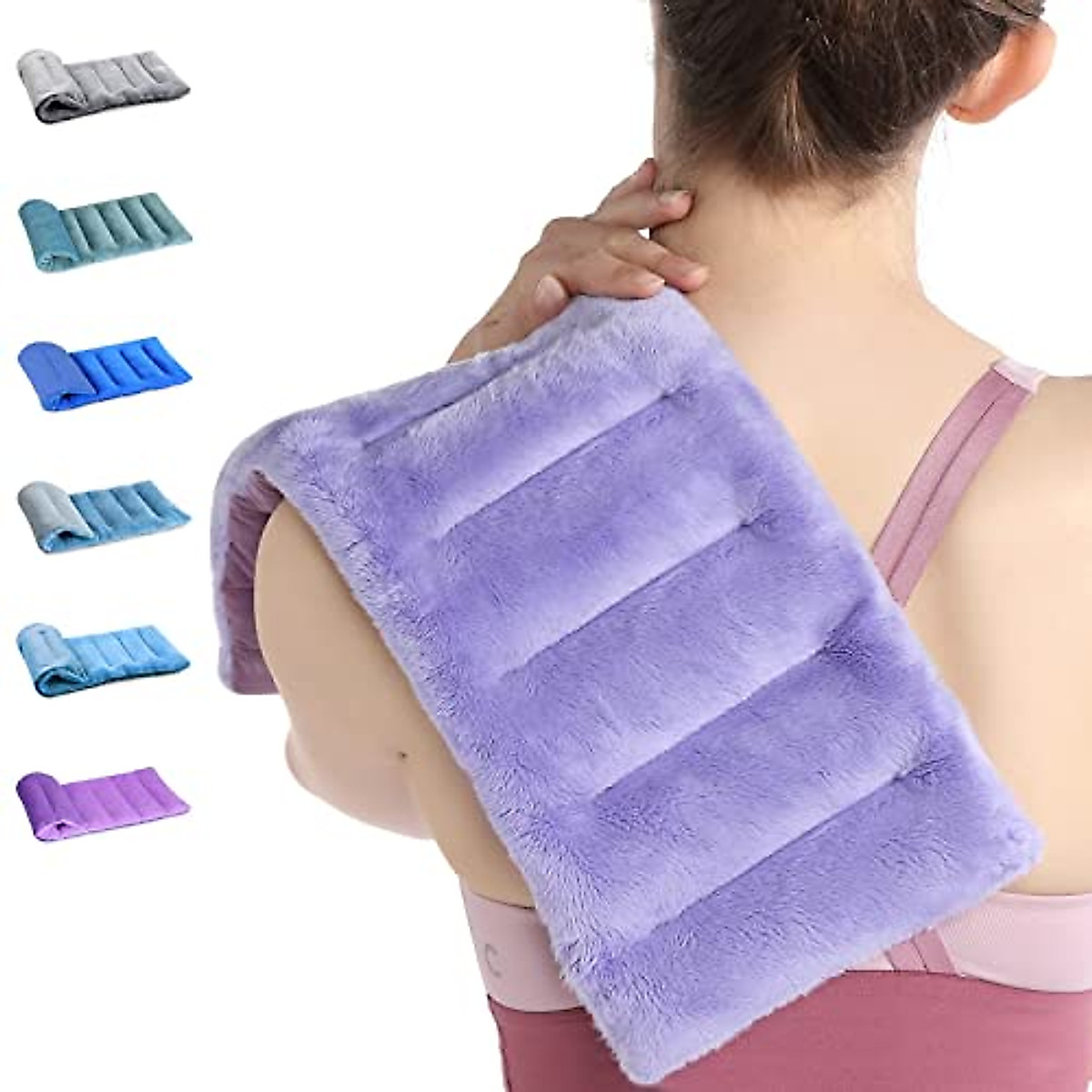 SuzziPad Microwave Heating Pad for Pain Relief, 7x16 Microwavable Heating Pads for Cramps, Muscle Ache, Joints, Neck Shoulder, Bean Bag Moist Heat Pack, Warm Compress, Purple