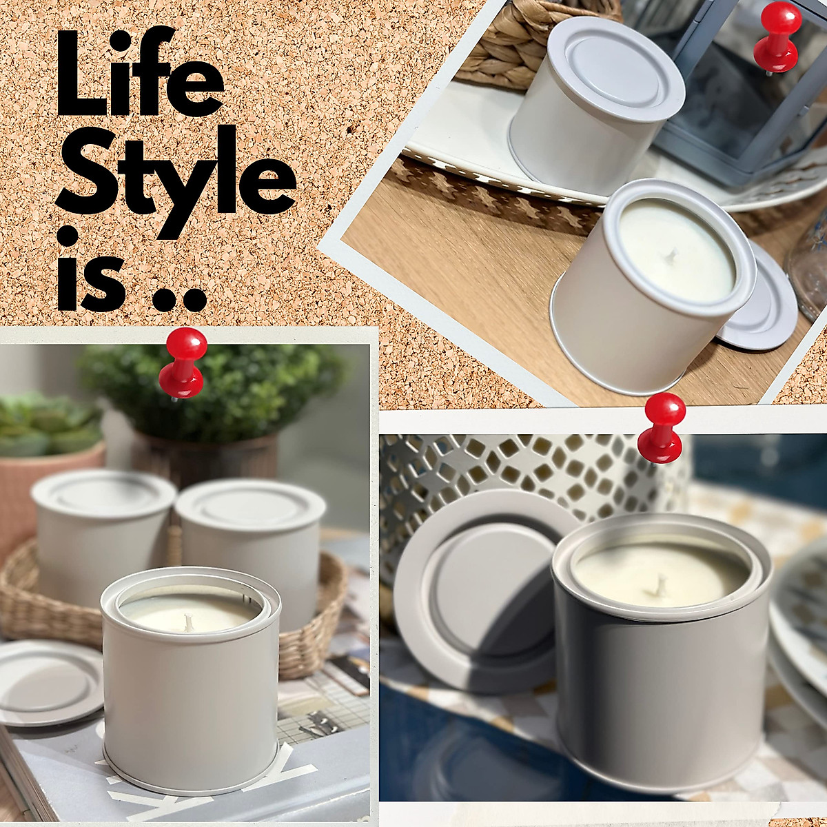 Fragranthetic (Empty Candle Tins 8 oz with Lids - 12-Pack of Bulk Candle Jars for Making Candles, Arts & Crafts, Storage, Gifts, and More - Empty Candle Jars with Lids (Cream)