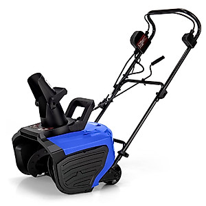 S AFSTAR Snow Blower, Electric Snow Thrower with 180° Chute Rotation & 2 Transport Wheels, 10” Clearing Depth & 18” Width, Power Snow Blower w/30 Feet Throwing Distance, 720Lbs /Minute (Blue)
