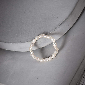 Aurelia Mae Tiny Baby Pearl Band Delicate Rice Pearl Stretch Ring Minimal Stackable Ring (7)