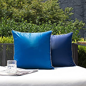 Kevin Textile Pack of 2 Decorative Outdoor Waterproof Throw Pillow Covers Square Pillowcases Modern Cushion Cases for Patio Couch Bench 18 x 18 Inch Blue