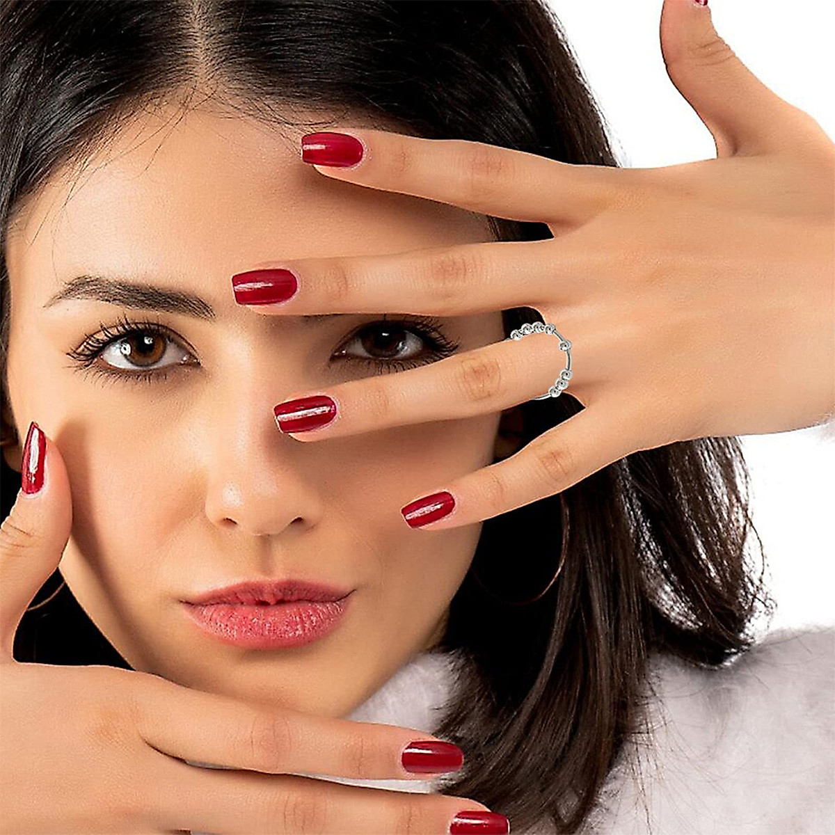 925 Sterling Silver Rings Anxiety Fidget Rings For Women Anti Anxiety Ring, Spinner Rings With Anti Worry Beads Stress Relief Thumb Ring For Men Women (6)