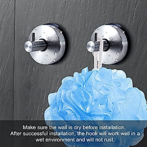 CTOHN Suction Cup Hooks for Shower, SUS 304 Stainless Steel Vacuum Towel Hooks Wall Mounted, Brushed Nickel Silver Shower Hooks for Bathrooms