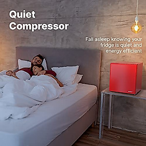 Husky Countertop Mini Fridge 1.5 Cu.ft./43L with Reversible Doors, Compact Refrigerator for Home and Office, Energy Star College Dorm Refrigerator, Small Refrigerator with Solid Door (Red)