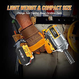 1/2 in. Cordless Impact Wrench 1000N.m(738ft-lbs), 21V Electric Power Impact Gun, 2x 4.0Ah Battery, Fast Charger & 5 Sockets, Brushless Motor with Variable Speed Trigger for Car/Truck RV/Tractor/Tire