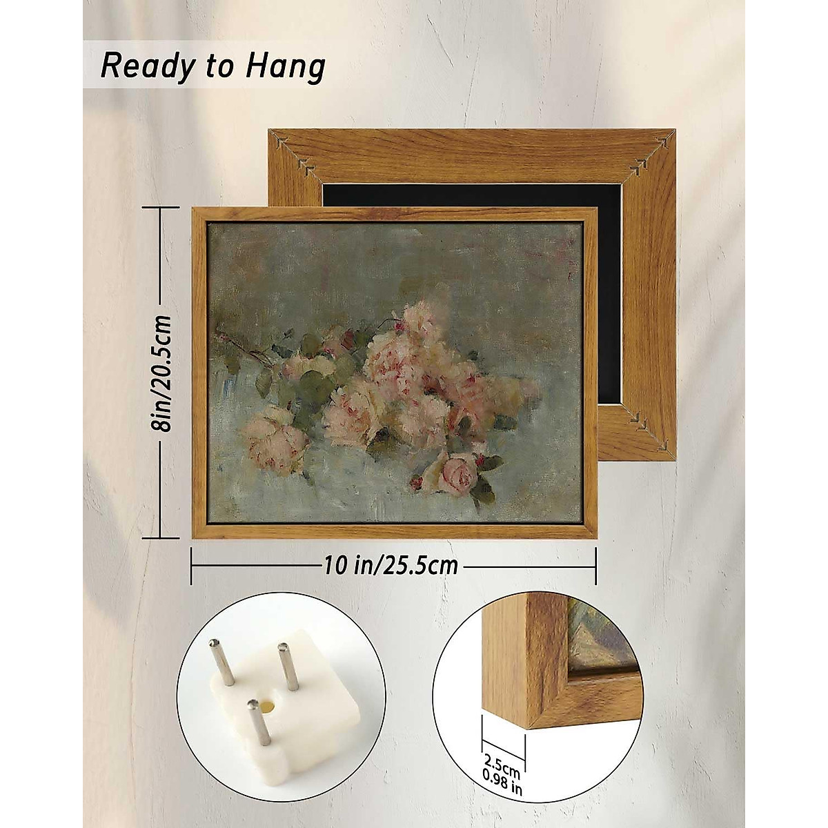 InSimSea Framed Wall Art Home Decor Classical Oil Painting Roses Canvas Prints Wall Decorations Home Office Bathroom Decor 8x10in/20x25cm