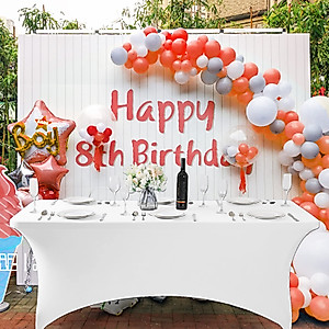 SUPERO Waterproof Spandex Table Cover for 8FT Table Universal Fitted Stretch Tablecloth for Party, Banquet, Wedding and Events-White