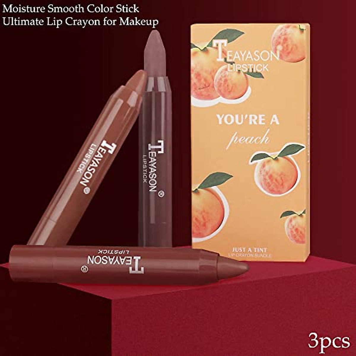 3 Colors Smooth Matte Lipstick Pack Set, Moisture Longwear Color Stick Ultimate Lip Crayon for Makeup Collection - Nourishing Lipstick with a Matte Finish Waterproof Velvet Lipgloss Lip Stain