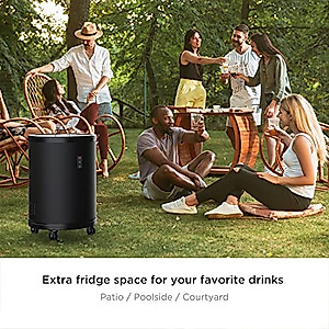 ADT 110V Indoor Outdoor Barrel Party Cooler Fridge 32 quart Single Zone Refrigerated Beverage Cooler With Wheels Suit for Ball Games Bars Party Travel