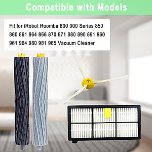 18 Pack Replacement Parts Compatible with iRobot Roomba 800 900 Series 805 850 860 861 864 866 870 871 880 890 891 960 980 981 985 961 Vacuum Accessories,2 Set Roller Brushes,8 Filters,8 Side Brushes