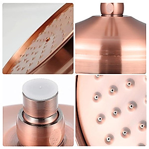 Rain Shower Head Shower Head Vintage Retro Copper Round 7.9x7.9x4.3 In Rain Shower Head High Pressure with Silicone Jets Bathroom Stianless Steel Anti-Rust Shower Head