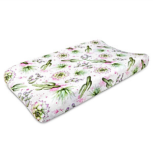Cactus Changing Pad Cover | Cacti Southwest Nursery Decor | Watercolor Design