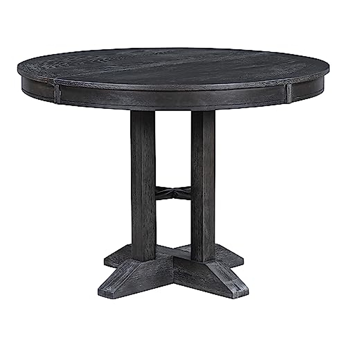 Lepfun 5-Piece Round Wood Extendable Table Set with 4 Upholstered Chairs Farmhouse Dining Set of 4 People for Kitchen, Dinning Room (Black)