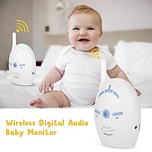 Bewinner Digital Audio Baby Monitor, 2.4Ghz Nanny Intercom Electronic Alarm Monitor,Support Two-Way Talk and Audio Monitoring,Plug and Play,Audio Monitor Range up to