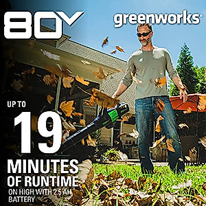 Greenworks Pro 80V (145 MPH / 580 CFM) Brushless Cordless Axial Leaf Blower, 2.5Ah Battery and Charger Included BL80L2510