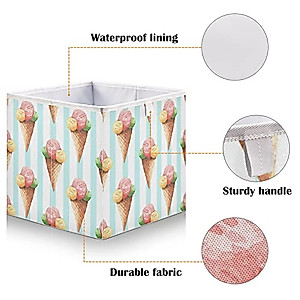 Icecreams Storage Basket Storage Bin Rectangular Collapsible Nursery Baskets Toy Storage Box Organizer for Living Room Bedroom