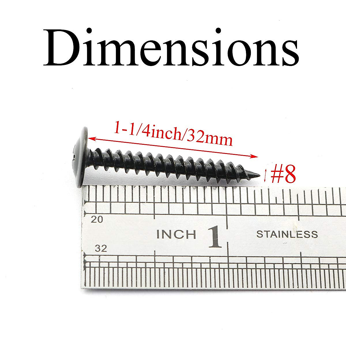 Pro Bamboo Kitchen 50pcs Black Round Head Self Tapping Philips Screw #8x1-1/4" Carbon Steel Truss Head Tapping Screw with Washers for Computers and Other Electronic Products