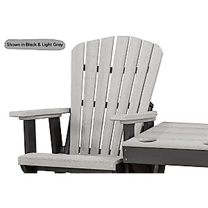 DutchCrafters Slat Fan Back Double Poly Adirondack Glider Outdoor Patio Chairs with Center Table (Black & Cedar)
