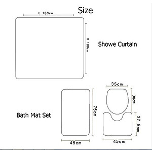 FFjingpu Colorful Chakras Shower Curtain Set Waterproof Washable Polyester Bath Curtain Anti-Slip Rugs Toilet Lid Cover Bath Mat Set（71X71Inch）