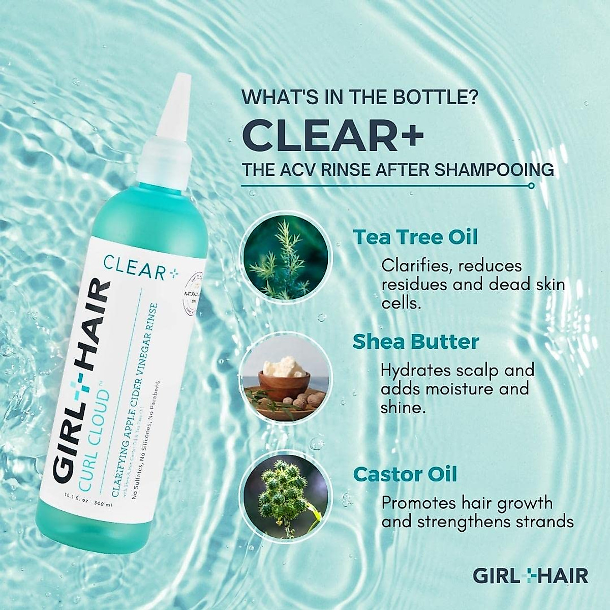 G+H CLEAR+ Apple Cider Vinegar Rinse | Clarifying Formula to Remove Buildup, Prevent Dandruff & Itchiness | For Healthy, Shiny & Soft Hair | Sulfate & Paraben-Free | 10.1 Fl Oz